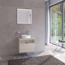 KEUCO Stageline Waschtisch-Unterschrank 32855180000 65 x 55 x 49 cm, Dekor Cashmere, Glas Cashmere klar, ohne Elektrik, Hahnlochbohrung rechts