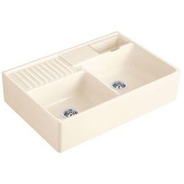 Villeroy & Boch Villeroy und Boch Sp&uuml;lstein Doppelbecken 632391KR Ablaufgarnitur, Handbet&auml;tigung, Resteschale, Crema