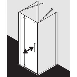 Kermi Pasa XP Pendelt&uuml;r 1-fl. Festfeld f&uuml;r Seitenwand PX1WL078201YK 78x200cm, silber matt, ESG SR OpacoClean, links, auf Duschplatz