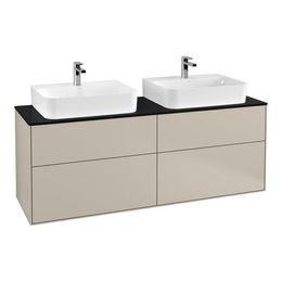 Villeroy & Boch Villeroy und Boch Finion Waschtischunterschrank G18200HH 160x60,3cm, Emotion, Abdeckplatte black matt, Sand Matt Lacquer