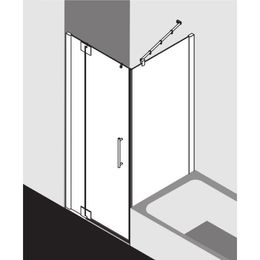 Kermi Pasa XP Pendelt&uuml;r 1-fl. Festfeld f&uuml;r Seitenwand PX1WL103201YK 103x200cm, silber matt, ESG SR OpacoClean, links, auf Duschplatz