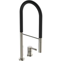 Ideal Standard Gusto K&uuml;chen-2-Loch-Armatur BD425GN silver storm, mit 2-Funktionshandbrause aus Metall