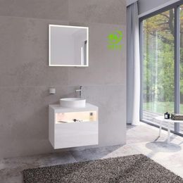 KEUCO Stageline Waschtisch-Unterschrank 32855300100 65 x 55 x 49 cm, Dekor wei&szlig;, Glas wei&szlig; klar, mit Elektrik, Hahnlochbohrung rechts