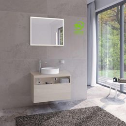 KEUCO Stageline Waschtisch-Unterschrank 32864180000 80 x 55 x 49 cm, Dekor Cashmere, Glas Cashmere klar, ohne Elektrik, mit Hahnlochbohrung