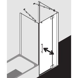 Kermi Pasa XP Pendelt&uuml;r 1-fl. Festfeld f&uuml;r Seitenwand PX1WR103201PK 103x200cm, silber mattglanz, ESG klar Clean, rechts, auf Duschplatz