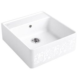 Villeroy & Boch Villeroy und Boch Spülstein Einzelbecken 632061KT Ablaufgarnitur, Handbetätigung, Befestigungssatz, White Pearl
