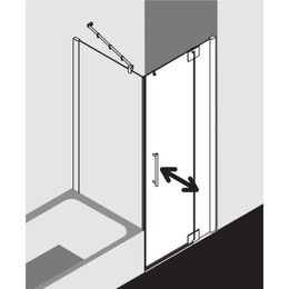 Kermi Pasa XP Pendelt&uuml;r 1-fl. Festfeld f&uuml;r Seitenwand PX1WR083201UK 83x200cm, silber mattglanz, ESG SR Opaco, rechts, auf Duschplatz