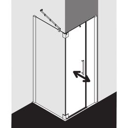 Kermi Pasa XP Pendelt&uuml;r 1-fl. u Festfeld f&uuml;r Seitenwand PX1FR12320VYK 123x200cm, silber glanz, ESG SR OpacoClean, rechts, auf Duschplatz