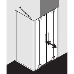 Kermi Pasa XP Pendelt&uuml;r mit Festfeldern PXPTF12320VUK 123x200cm, silber hochglanz, ESG SR Opaco, auf Duschplatz