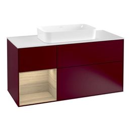 Villeroy & Boch Villeroy und Boch Finion Waschtischunterschrank F291PCHB 120cm, Abdeckplatte white matt, Regal links Oak Veneer, Peony Matt