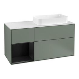 Villeroy & Boch Villeroy und Boch Finion Waschtischunterschrank G271PDGM 120cm, Abdeckplatte white matt, Emotion, Regal links Black matt lacquer, Olive Matt Lacquer