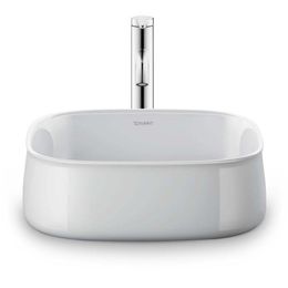 Duravit Zencha Aufsatzbecken 2373420079 42x42cm, ohne Hahnloch, &Uuml;berlauf, Hahnlochbank, geschliffen, wei&szlig;