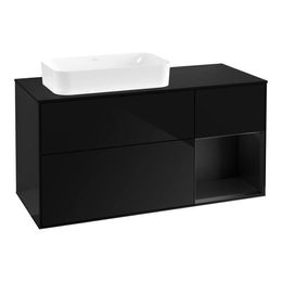 Villeroy & Boch Villeroy und Boch Finion Waschtischunterschrank G282PDPH 120cm, Abdeckplatte black matt, Emotion, Regal rechts Black matt lacquer, Glossy Black Lacquer