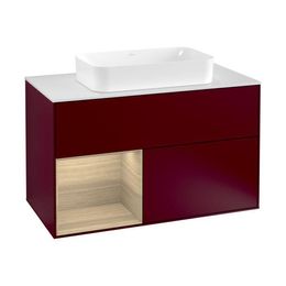 Villeroy & Boch Villeroy und Boch Finion Waschtischunterschrank G241PCHB 100cm, Abdeckplatte white matt, Emotion, Regal links Oak Veneer, Peony Matt