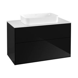 Villeroy & Boch Villeroy und Boch Finion Waschtischunterschrank F23100PH 100x60,3cm, Abdeckplatte white matt, Glossy Black Lacquer