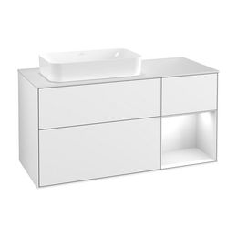 Villeroy & Boch Villeroy und Boch Finion Waschtischunterschrank G281GFGF 120cm, Abdeckplatte white matt, Emotion, Regal rechts Glossy white lacquer, Glossy white lacquer