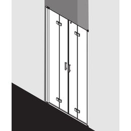 Kermi Diga Pendel-Faltt&uuml;r 4-tlg. in Nische DI2T412020VAK 120x200cm, silber hochglanz, ESG klar