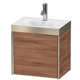 Duravit XViu Waschtisch-Unterschrank XV4631OB179P 45x33,3cm, 1 T&uuml;r, rechts, 1 Hahnloch, champagner matt, Rahmen P, nussbaum natur