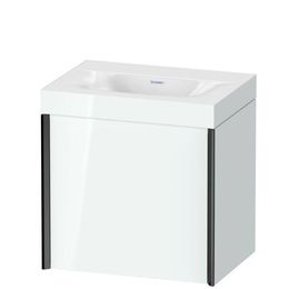Duravit XViu Waschtisch-Unterschrank XV4631NB285C 45x33,3cm, 1 T&uuml;r, rechts, ohne Hahnloch, schwarz matt, Rahmen C, wei&szlig; hochglanz
