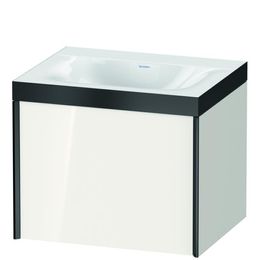 Duravit XViu Waschtisch-Unterschrank XV4609NB222P 60x48cm, 1 Auszug, ohne Hahnloch, schwarz matt, Rahmen P, wei&szlig; hochglanz