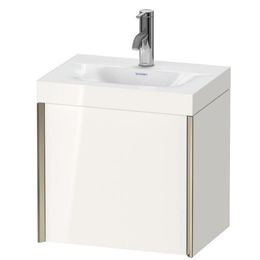 Duravit XViu Waschtisch-Unterschrank XV4630OB122C 45x33,3cm, 1 T&uuml;r, links, 1 Hahnloch, champagner matt, Rahmen C, wei&szlig; hochglanz