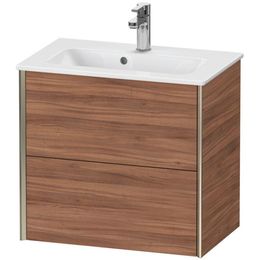 Duravit XViu Waschtisch-Unterschrank XV41780B179 61 x 56 x 39 cm, nussbaum natur, 2 Schubk&auml;sten, wandh&auml;ngend, champagner matt