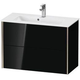 Duravit XViu Waschtisch-Unterschrank XV41790B140 81 x 56 x 39 cm, schwarz hochglanz, 2 Schubk&auml;sten, wandh&auml;ngend, champagner matt