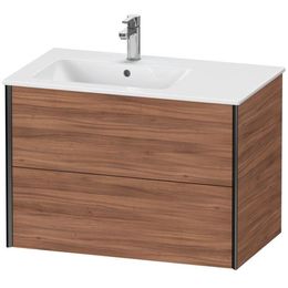 Duravit XViu Waschtisch-Unterschrank XV41580B279 81x48x56cm, 2 Schubk&auml;sten, Becken links, schwarz matt, nussbaum natur