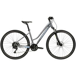 Crossrad KROSS "Crossrad Damen 28" Evado 5.0 grau 18 Gänge" Gr. 43, grau, schwarz, Fahrräder, 43cm, 28 Zoll (71,12cm) hinten: 28 Zoll (71,12cm)