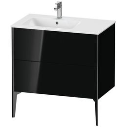 Duravit XViu Waschtisch-Unterschrank XV44860B240 81x48x59,4cm, 2 Ausz&uuml;ge, Becken links, schwarz matt, schwarz hochglanz
