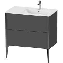 Duravit XViu Waschtisch-Unterschrank XV44870B249 81x48x59,4cm, 2 Ausz&uuml;ge, Becken rechts, schwarz matt, graphit matt