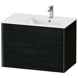 Duravit XViu Waschtisch-Unterschrank XV41590B216 81x48x56cm, 2 Schubk&auml;sten, Becken rechts, schwarz matt, Eiche schwarz