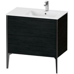 Duravit XViu Waschtisch-Unterschrank XV44870B216 81x48x59,4cm, 2 Auszüge, Becken rechts, schwarz matt, Eiche schwarz