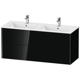 Duravit XViu Waschtisch-Unterschrank XV41290B240 128x48x56cm, 4 Schubk&auml;sten, wandh&auml;ngend, schwarz matt, schwarz hochglanz