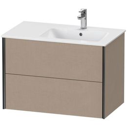 Duravit XViu Waschtisch-Unterschrank XV41590B275 81x48x56cm, 2 Schubk&auml;sten, Becken rechts, schwarz matt, leinen