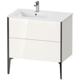 Duravit XViu Waschtisch-Unterschrank XV44860B222 81x48x59,4cm, 2 Ausz&uuml;ge, Becken links, schwarz matt, wei&szlig; hochglanz