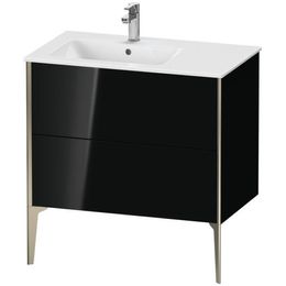 Duravit XViu Waschtisch-Unterschrank XV44860B140 81x48x59,4cm, 2 Ausz&uuml;ge, Becken links, champagner matt, schwarz hochglanz