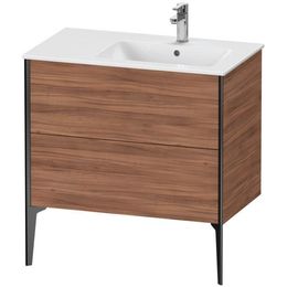 Duravit XViu Waschtisch-Unterschrank XV44870B279 81x48x59,4cm, 2 Ausz&uuml;ge, Becken rechts, schwarz matt, nussbaum natur