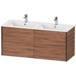Duravit XViu Waschtisch-Unterschrank XV41290B279 128x48x56cm, 4 Schubk&auml;sten, wandh&auml;ngend, schwarz matt, nussbaum natur