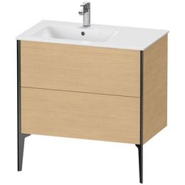 Duravit XViu Waschtisch-Unterschrank XV44860B230 81x48x59,4cm, 2 Ausz&uuml;ge, Becken links, schwarz matt, Eiche natur