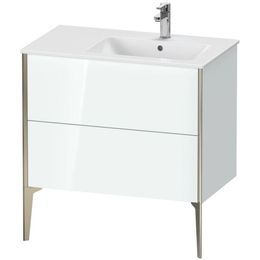 Duravit XViu Waschtisch-Unterschrank XV44870B185 81x48x59,4cm, 2 Ausz&uuml;ge, Becken rechts, champagner matt, wei&szlig; hochglanz