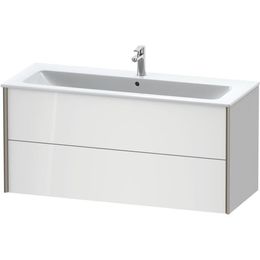 Duravit XViu Waschtisch-Unterschrank XV41280B185 121 x 56 x 48 cm, wei&szlig; hochglanz, 2 Schubk&auml;sten, wandh&auml;ngend, champagner matt