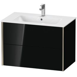 Duravit XViu Waschtisch-Unterschrank XV41260B140 81 x 56 x 48 cm, schwarz hochglanz, 2 Schubkästen, wandhängend, champagner matt