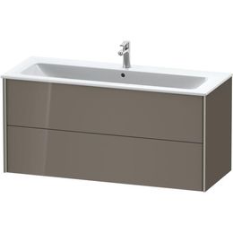 Duravit XViu Waschtisch-Unterschrank XV41280B189 121 x 56 x 48 cm, flannel grey hochglanz, 2 Schubkästen, wandhängend, champagner matt
