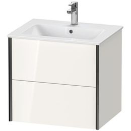 Duravit XViu Waschtisch-Unterschrank XV41250B222 61 x 56 x 48 cm, wei&szlig; hochglanz, 2 Schubk&auml;sten, wandh&auml;ngend, schwarz matt