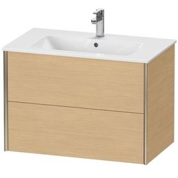 Duravit XViu Waschtisch-Unterschrank XV41260B130 81 x 56 x 48 cm, Eiche natur, 2 Schubkästen, wandhängend, champagner matt