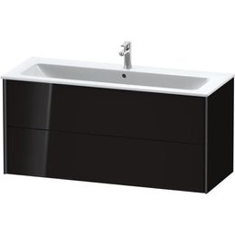 Duravit XViu Waschtisch-Unterschrank XV41280B240 121 x 56 x 48 cm, schwarz hochglanz, 2 Schubkästen, wandhängend, schwarz matt