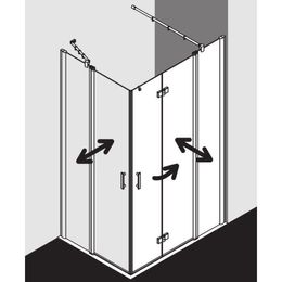 Kermi Diga Eckeinstieg-H&auml;lfte Pendel-Faltt&uuml;r m Festfeld DIF2R09320VAK 93x200cm, silber hochglanz, ESG klar, rechts, auf Duschplatz