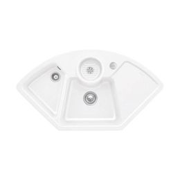 Villeroy & Boch Villeroy und Boch Solo Eck Eckspüle 670802KG Ablaufgarnitur, Exzenterbetätigung, Resteschale, Snow White