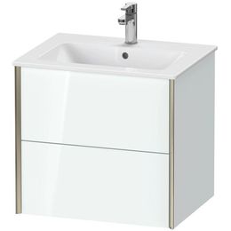 Duravit XViu Waschtisch-Unterschrank XV41250B185 61 x 56 x 48 cm, wei&szlig; hochglanz, 2 Schubk&auml;sten, wandh&auml;ngend, champagner matt